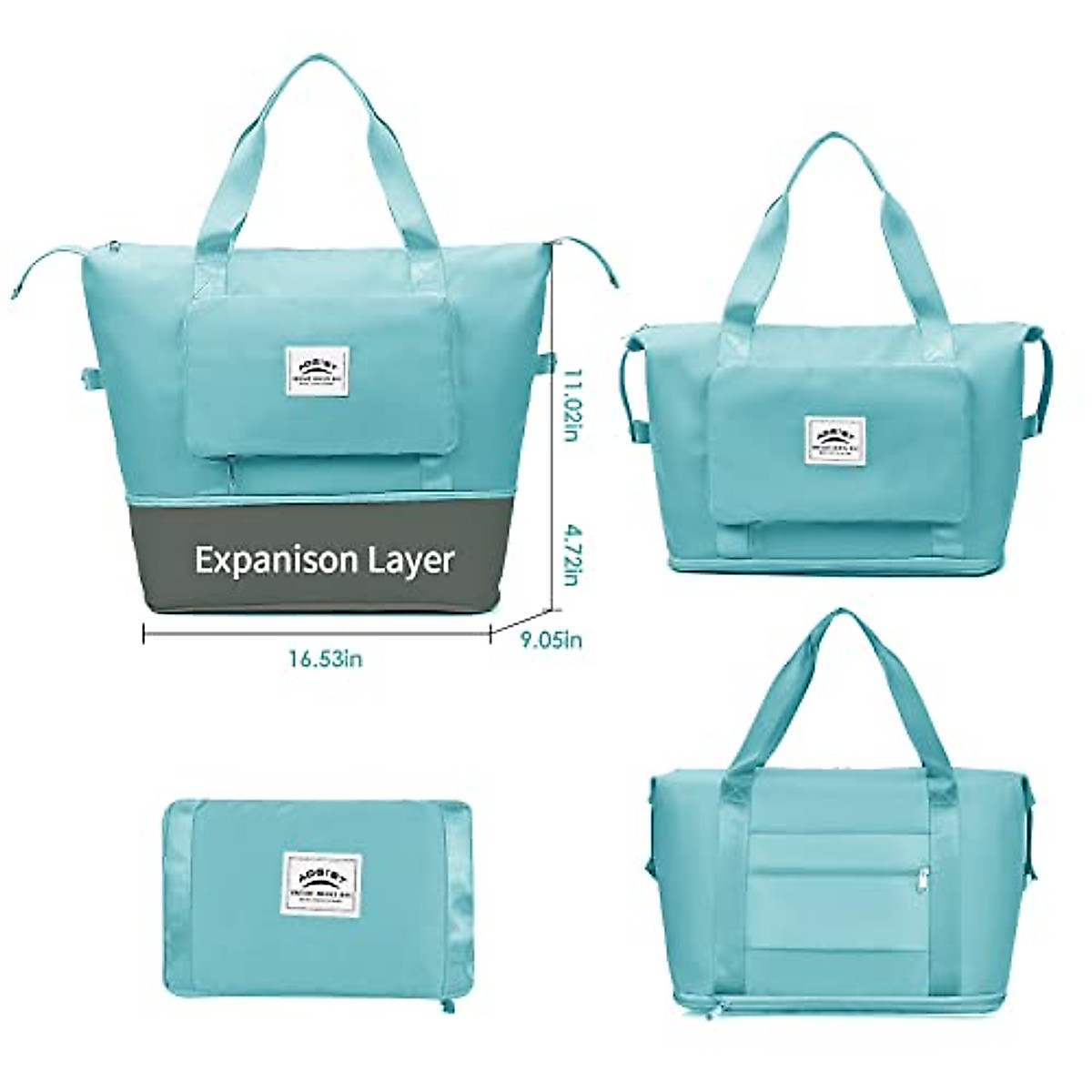 Large Capacity Travel Duffel Tote Bag with Dry Wet Separation Pocket, Waterproof Shoulder Weekender Bag for Women and Men，Foldable and Expandable Bag Lightweight and Easy Carry on