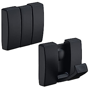 DMYMAT Black Towel Hooks for Bathrooms, Folding Hideaway Coat Hooks 2 Pack, Modern Heavy Duty Wall Hooks, Space Aluminum Material, for Bedroom Closet Hanging Robe Clothes Hat Key