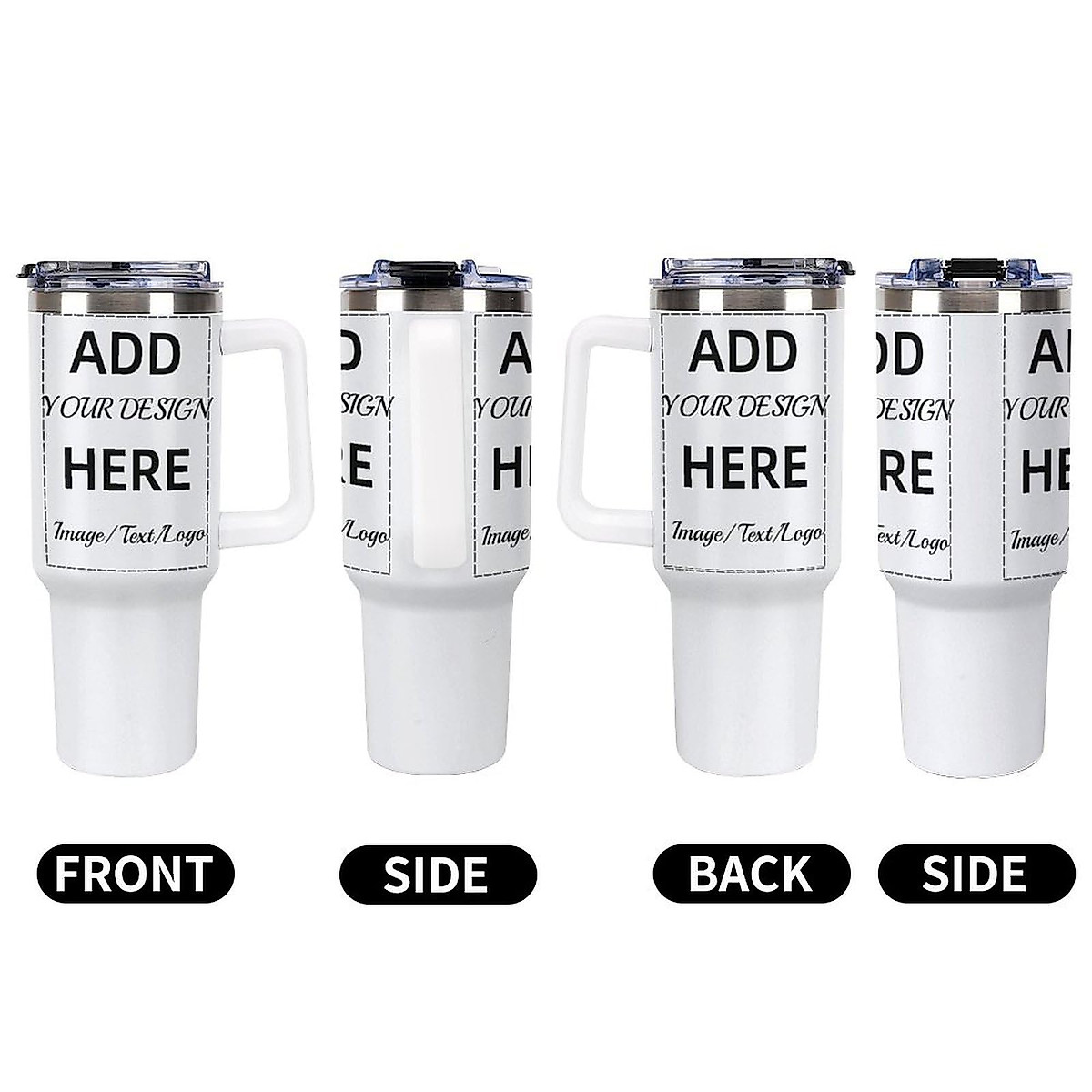 Personalized Tumbler with Handle|Custom Coffee Tumbler with Lid and Straw|Design Your Own Text/Photo Car Cup Holder|Stainless Steel Cup for Gym/Work/Travel Mug Gift for Women&Men(40oz)