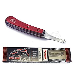 Equine Care Razor Edge Hoof Knife Sharpened Premium Grade Stainless Steel passivated Blade & Sheet Handle Farrier Tools (Left Hand)