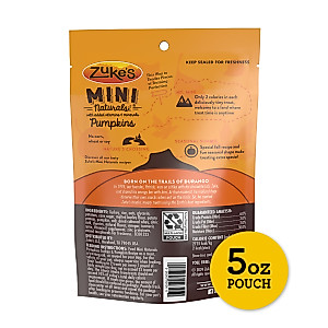 Zukes Mini Naturals Dog Training Treats for Dogs, Pet Treats Made with Real Turkey and Pumpkin, 5 oz. Resealable Pouch - 5 oz. Bag