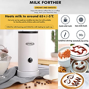 Milk Frother,Automatic Milk Warmer,8.11oz/300ml Electric Milk Steamer,Hot/Cold Stainless Steel Milk Frother,Milk Foam Maker with LED Touch Screen for Coffee/Hot Chocolate/Latte/Cappuccinos (SWT)
