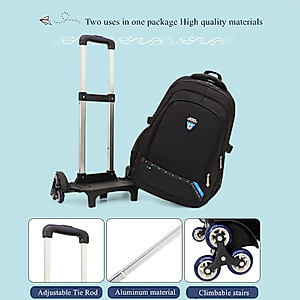 LANSHIYA Solid Color Rolling Backpack for Kids Teen Laptop Bag With Wheels Boys Travel Bag School Bag