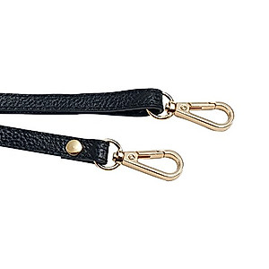 VanEnjoy Full Grain Leather Adjustable Replacement Strap Cross Body Bag Purse, 26-51 inch Gold Hardware 1.2 CM Width (Black-Gold Buckles)