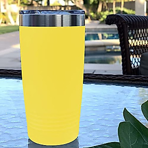 LaserGram 20oz Vacuum Insulated Tumbler Mug, Rx Pharmacy Symbol, Personalized Engraving Included (Yellow)