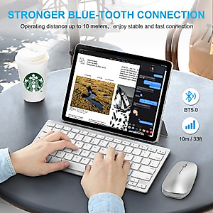 Wireless Keyboard and Mouse Combo for iPad, SPARIN Bluetooth Keyboard Mouse for iPad Pro M4 & iPad Air M2 2024 (13 inch &11 inch), iPad Air 5th 4th Gen, iPad 10th 9th 8th Gen, Silver White