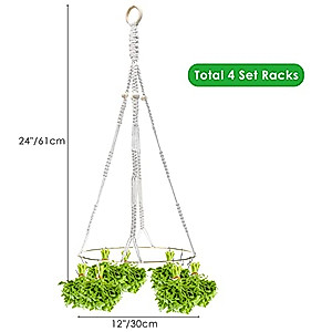 SanSanYa 4Set Herb Drying Rack Macrame Herb Drying Hanger with 64pcs Hooks for Hanging and Drying Herb Buds Flower