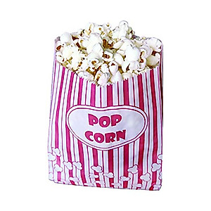 100% Greaseproof White Kraft paper Bags, 100 Popcorn Bags 1 Once - Perfect Size for Theater, Movies, Birthday Parties Celebration - Great Carnival Light Snacking Bags - Popcorn Bags for Party - Sturdy Paper Bags.