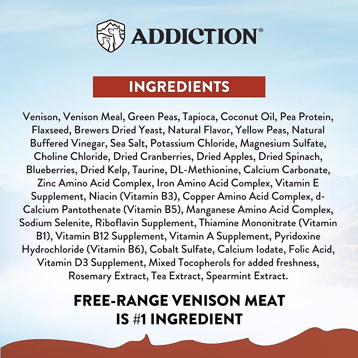 Addiction Viva La Venison Premium Grain-Free Dry Dog Food - Single Protein & Novel Meat with Probiotics - No Chicken, Beef, or Turkey - Ideal for All Dogs & Puppies 20lb