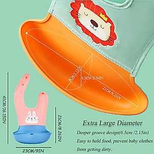 SEEFINIX Cute Silicone Baby Bibs for Babies & Toddlers (10-72 Months) Adjustable Waterproof Baby Feeding Bibs With Large Front Pocket -4 Pack