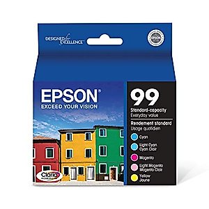 EPSON T099 Claria Hi-Definition Ink Standard Capacity 5 Color Cartridge Combo Pack (T099920-S) for select Epson Artisan Printers