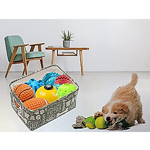 Canvas Storage Basket Toy Bin Organizer with Metal Handles - Idea for Organizing Toy Storage, Baby Toys, Kids Toys, Dog Toys, Baby Clothing, Children Books, Gift Baskets - Green