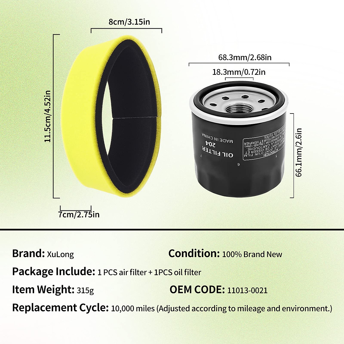 11013-0021 Air Filter Oil filter Compatible with Kawasaki KVF650 KVF750 KVF 650 750 Brute Force 650 750 4X4i Hardwood Green HD NRA Outdoors EPS Camo APG HD