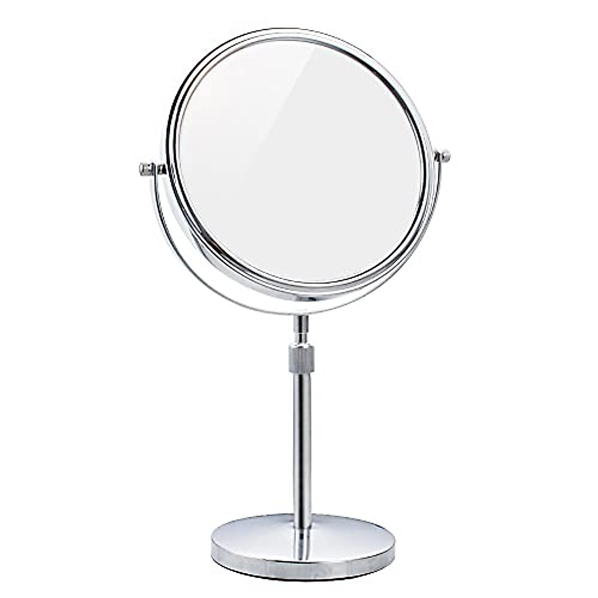 Nicesail Tabletop Makeup Mirror 8 Inch Double-Sided with 7X Magnification, Freestanding Mirror with Pedestal for Shaving, Height Adjustable Chrome Finish (8 Inch, 7X)