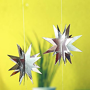 Glitter Silver Star Garlands 3D Star Decorations Hanging Paper Garland Twinkle Star Birthday Party Supplies Anniversary Engagement Wedding Baby Shower Christmas Graduation New Year Ramadan EID
