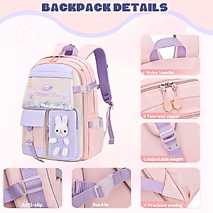 LANSHIYA Kawaii Backpack for School Girls Bunny Backpack Kids Casual Bookbag Cute Outdoor Daypack