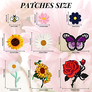 RETON 72 Pcs Embroidered Iron On Patches for Clothing, Butterfly Flower Iron On Patches Set, Bee Rose Daisy Embroidered Patches, Applique Patches for Clothes, Jackets, Jeans, Backpacks