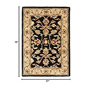 SAFAVIEH Heritage Collection Accent Rug - 2'3" x 4', Black & Beige, Handmade Traditional Oriental Wool, Ideal for High Traffic Areas in Entryway, Living Room, Bedroom (HG957A)