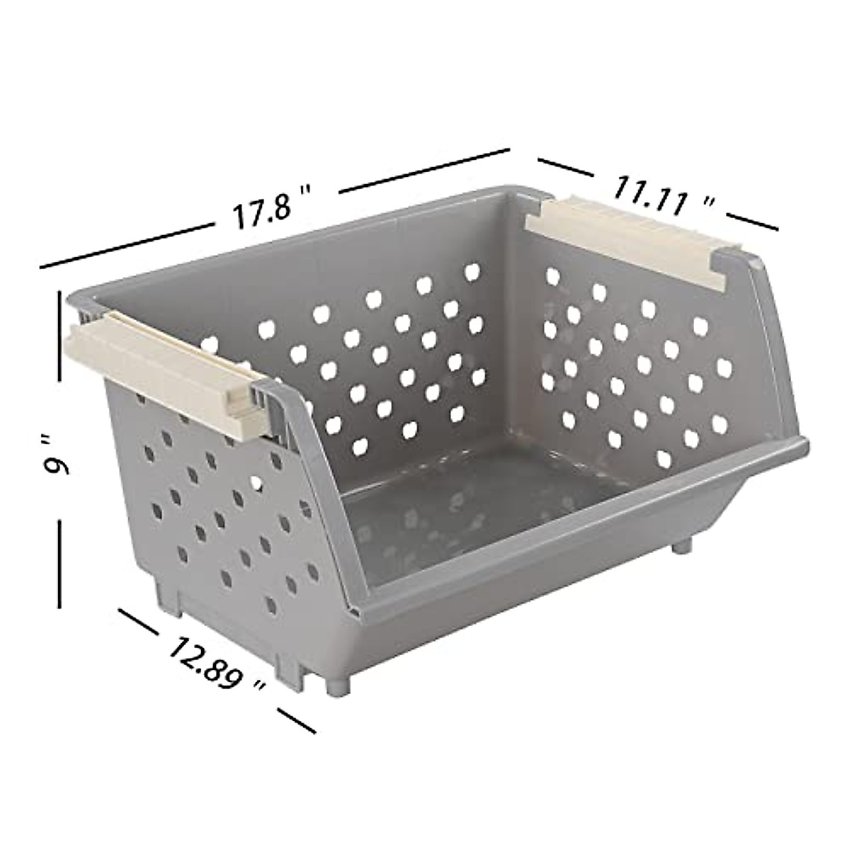 Joyeen 3-pack Stackable Organizer Basket Bins, Plastic Stacking Storage Basket