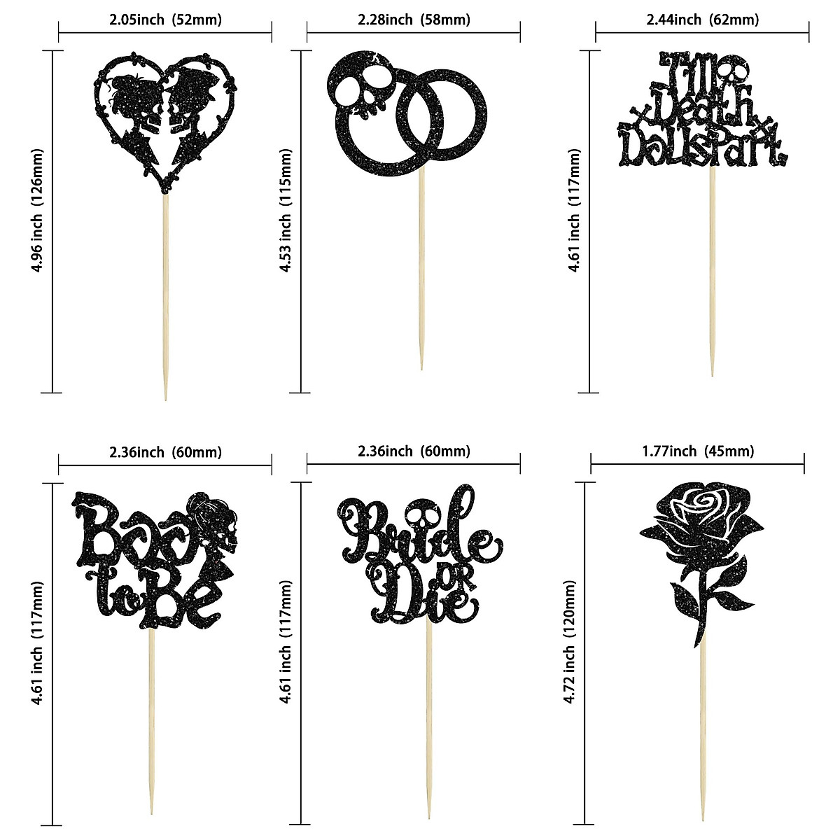 24Pcs Halloween Bachelorette Cupcake Toppers Black Glitter Boo To Be Ring Bride Or Die Skull Heart Blood Cake Picks Horror Ghost Engagement Party Decorations