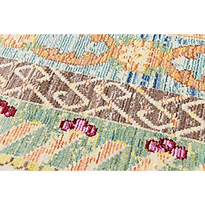 Unique Loom Austin Collection Traditional Border, Floral, Vintage Area Rug, 8' 0" x 10' 0", Blue/Green