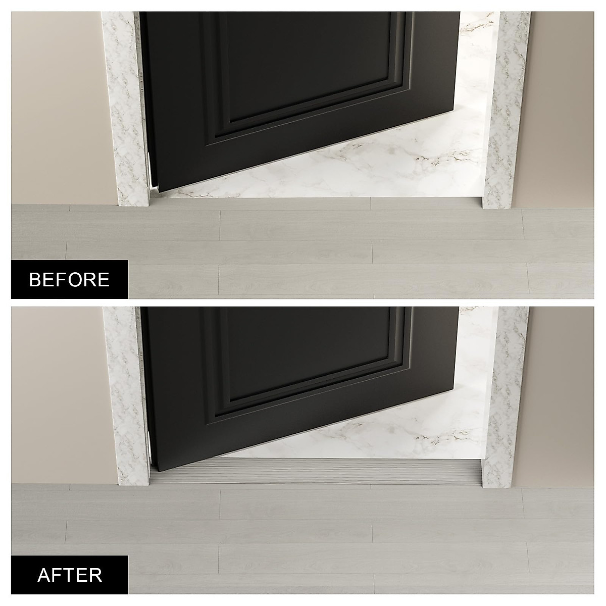 Greymond 10 Ft x 2" Floor Transition Strip Doorways, Vinyl Adhesive Laminate Flat Divider Flooring for Joining Floor Gaps, Carpet, Threshold Cover, Floor Tiles (Beige Grey)