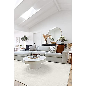 RUGGABLE Plush Washable Rug - Perfect Fuzzy Area Rug for Living Room Bedroom Kitchen - Pet & Child Friendly - Stain & Water Resistant - Polar White 6'x9' (Cushioned Pad)