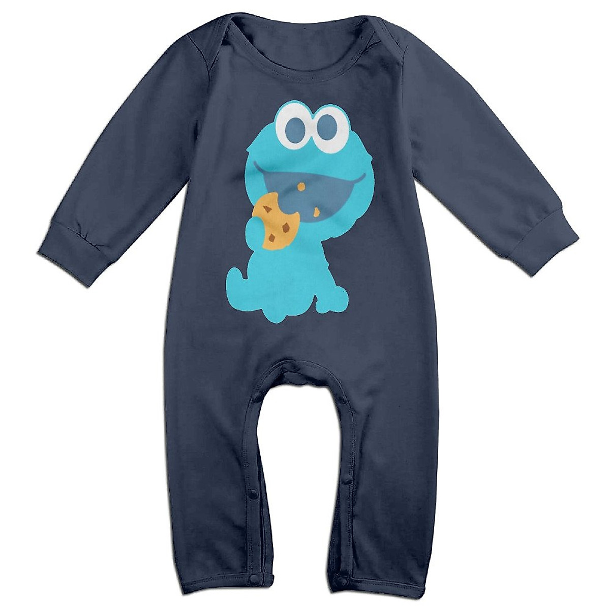MIRHDUE Unisex-Baby Cookie Monster Eating Cookie Infant Long Sleeve Jumpsuits Bodysuits Sleepwear Navy