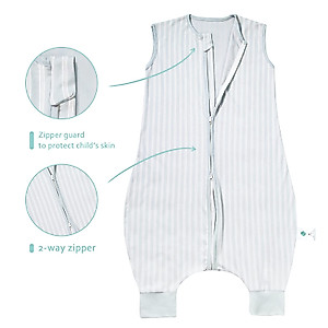 Baby Sleep Sack with Feet 18-36 Months, Lightweight Sleeping Bag with Legs for Baby Boys and Girls, 100% Cotton Baby Wearable Blanket, Blue Stripe, Unisex Baby, X-Large