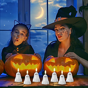 10 Pieces Halloween Ghost Candles Burning Candles Soy Wax White Halloween Decor Candles for Halloween Party Decorations, Pumpkin