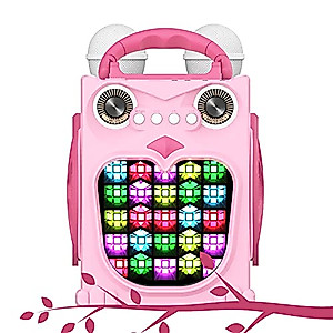 EARISE K25P Kids Karaoke Machine for Girls Boys, Karaoke Speaker with 2 Microphones, Karaoke Toy with Voice Changer & Flashing Lights, Christmas Holiday Birthday Gift, Bluetooth/AUX/TF Card/USB