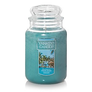 Yankee Candle Poolside Oasis Scented, Classic 22oz Large Jar Single Wick Candle, Over 110 Hours of Burn Time, Blue