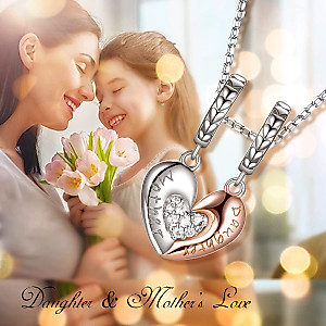 FOREVER QUEEN Mom Mother Daughter Heart Love Charms Dangle Charm Bead Set Fit Pandora Bracelet for European Snake Chain 925 Sterling Silver Pendant for Necklace
