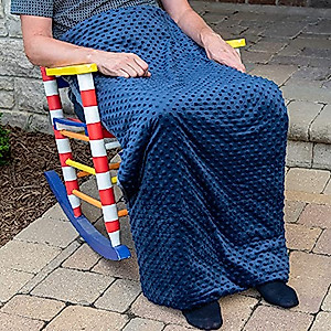 BARMY Weighted Lap Blanket (48x24 inches, 6 lbs) Cool Gray and Navy Blue Bundle, Weighted Lap Pad with Cotton Inner Blanket and Removable Cover for Adults and Kids, Weighted Throw Blanket