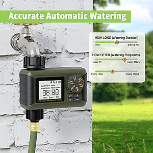 Sprinkler Timer, Diivoo Hose Timer with Timing and Frequency Irrigation, Water Timer for Garden Hose with Rain Delay and Manual Watering for Lawn, Green