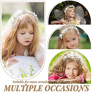 4 Pcs Flower Girl Headband Wedding Pearl Headband Crystal Rhinestone Flower Crown Bridal Flower Girl Hair Accessory for Birthday Party Communion Prom Photography (Silver)