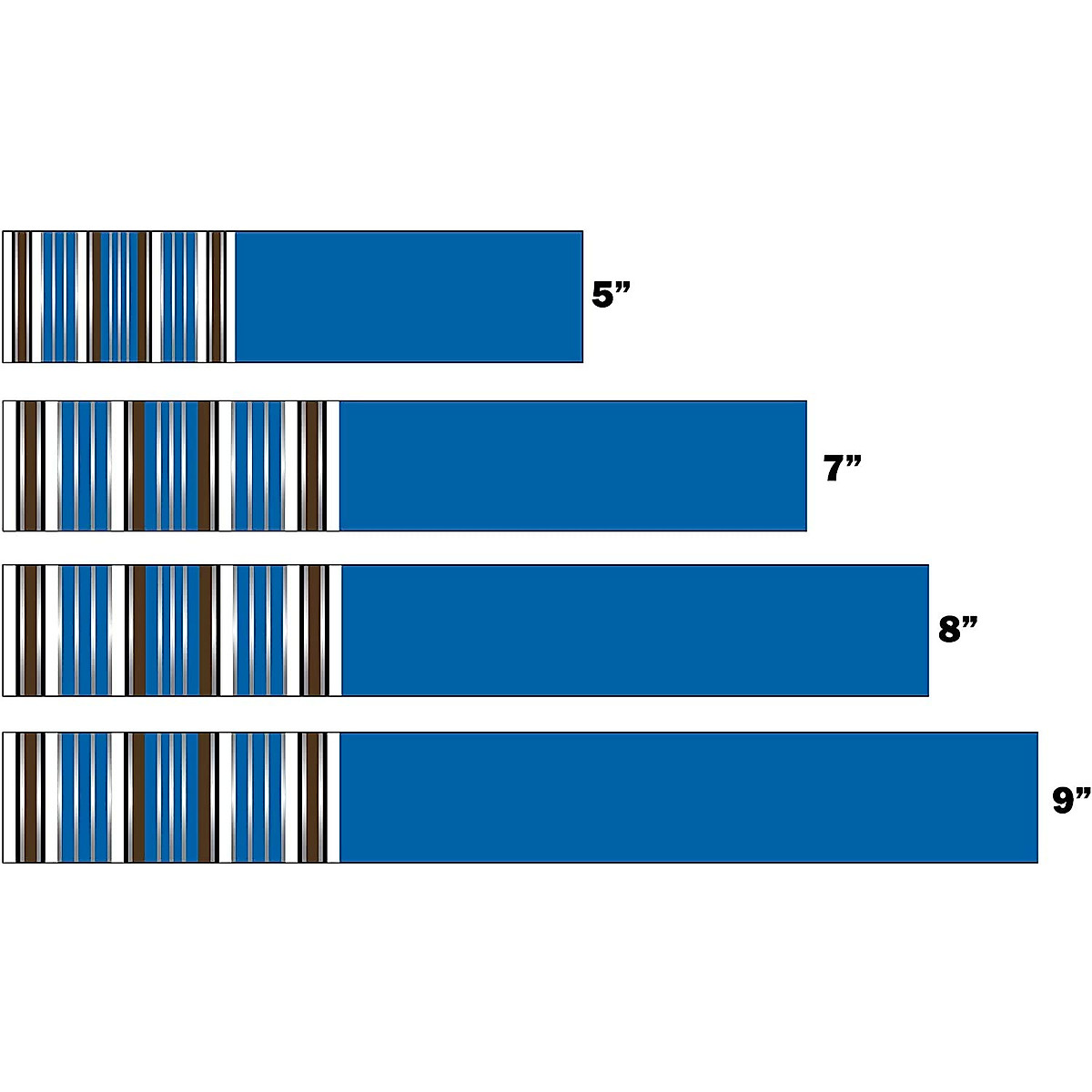White Water Archery Non-Laminated Blue Background Brown Stripe Traditional 18 Crest Arrow Wraps 15 pk Choose Length Width (8, 1.12)