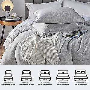CozyLux California King Comforter Set - 3 Pieces Grey Soft Luxury Cationic Dyeing Cal King Size Bedding Comforter All Season, Gray Breathable Lightweight Bed Set with 1 Comforter and 2 Pillow Shams