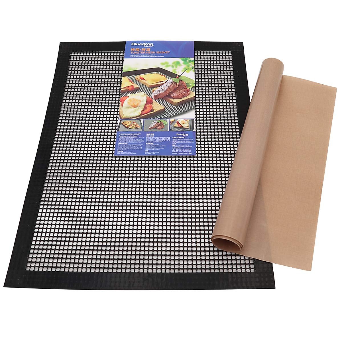Bluedrop Baking Sheets Oven Liners Crisper Toaster Mesh Crispy Sheets Perforated PTFE Baking Liners For Pizza Non Stick Pads