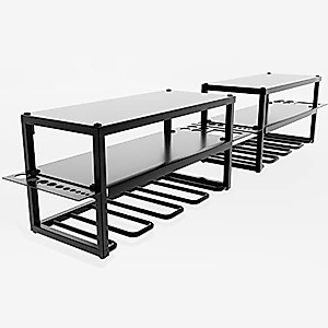 Chemailon Power Tool Organizer, 3 Layers Heavy Duty Metal Wall Mount Cordless Drill Holder Garage Storage Rack for Warehouse Workshop Pegboard Father's Day Christmas Gift for Men 2 Pack