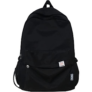 LELEBEAR Sage Green Backpack for School, Backpack Aesthetic for Teen Girls, Large-capacity Casual Rucksack Kawaii Backpack (Black)