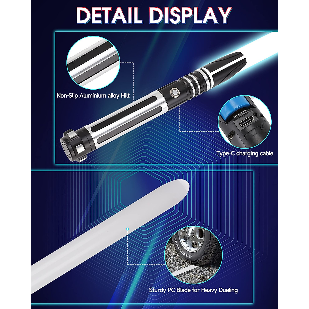 ANASABER Dueling Light Saber, Motion Control Lightsabers for Adults,Smooth Swing Light Saber with 10 Sound Fonts,RGB 12 Colors Changeable, Metal Hilt for Halloween Cosplay Party, Black,S9