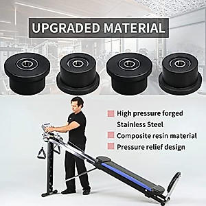 Qty.4 Machined Wheels/Rollers Compatible Total Gym Replacement, Fits Models 1000,1100,1400,1500,1600,1700,1800,1900,Achiever,Force,Gold,Max,Platinum,Platinum Plus,Pro,Supra,Supreme,Ultima,Ultra,XLI