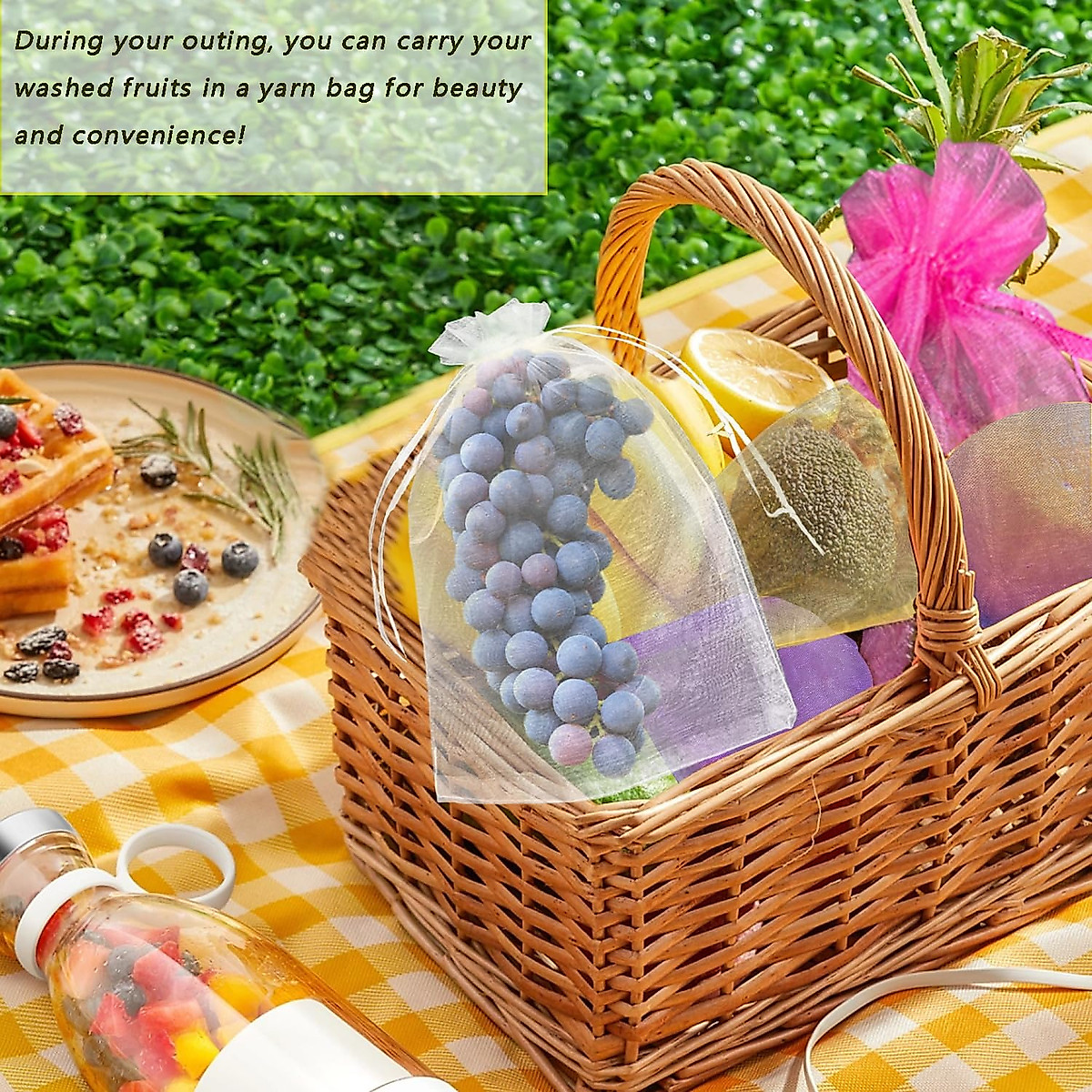 ANSLEY SHOP 50PCS 8x12 Inches Organza Gift Bags with Drawstring Gift Packaging Big Bags (White)