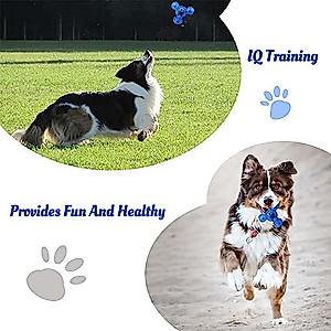 Lmhua Dog Treat Ball Toy, Interactive Dog IQ Puzzle Toy 3 Holes Food Dispensing Pet Toy for Small Medium Dogs Chasing Chewing Training (Blue)