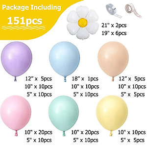 Beliueyes Daisy Balloon Garland Arch Kit 151pcs Light Purple Blue Cyan Yellow Blush Pink Balloons for Fall Bridal Shower Baby Shower Birthday Theme Party Decorations