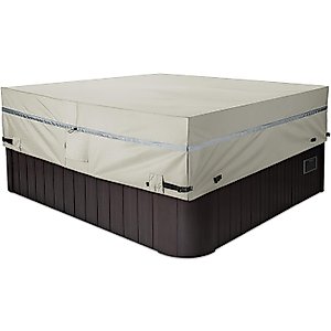 PatioGem Hot Tub Cover Protector, Outdoor SPA Covers for Hot Tub, Heavy Duty 600D Polyester Waterproof UV Protection Hot Tub Covers Replacement, Square SPA Cover Protector 95 x 95 x 20 inch, Grey