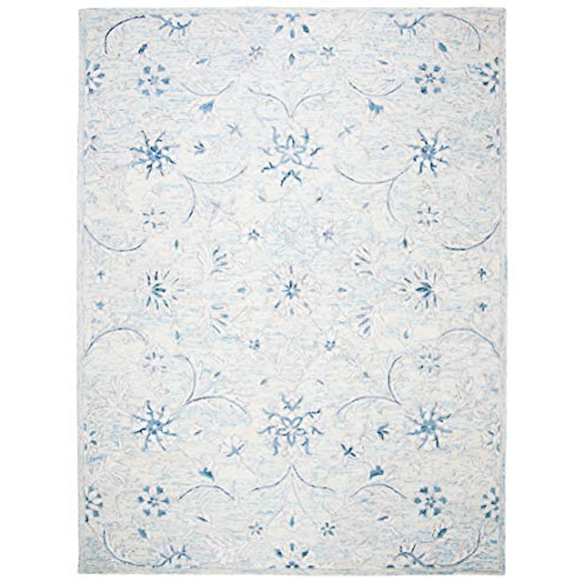 Safavieh Micro-Loop Collection 8' x 10' Light Blue/Ivory MLP506M Handmade Country Cottage Premium Wool Area Rug
