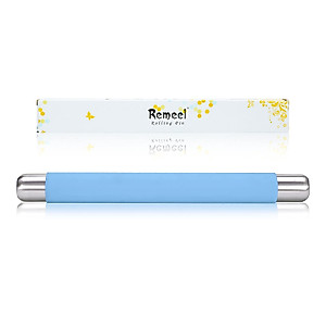 Remeel Rolling Pin Dough Roller for Baking with Thickened Non Stick Silicone Metal Handle Rolling Pin Stainless steel Fondant Roller Pin Cookie Pastry Kitchen Accessories 13.8 X 1.5 Inches