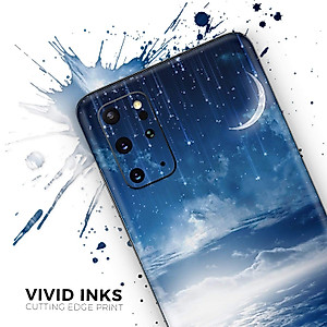 DesignSkinz Vivid Blue Falling Stars in The Night Sky Protective Vinyl Decal Wrap Skin Cover Compatible with The Samsung Galaxy S20 (Screen Trim & Back Glass Skin)